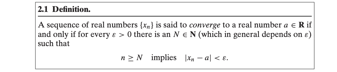 Solved 2.1 Definition. A sequence of real numbers {xn} is | Chegg.com