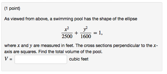 Solved (1 point) As viewed from above, a swimming pool has | Chegg.com