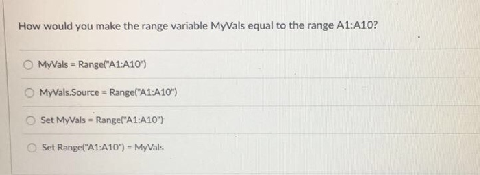 Solved What VBA Code Would Select A Dynamic Range Of Values Chegg