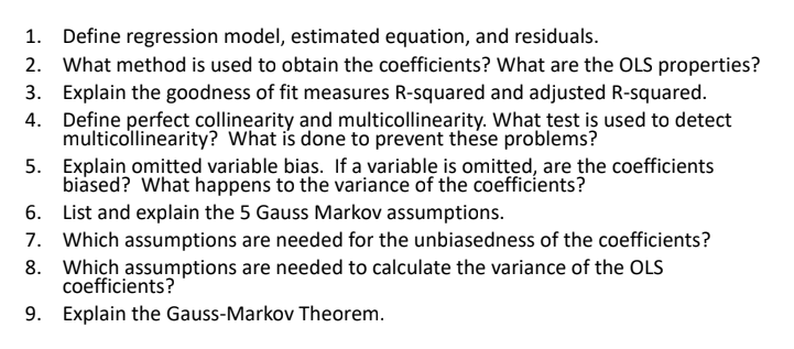 1. Define regression model, estimated equation, and | Chegg.com