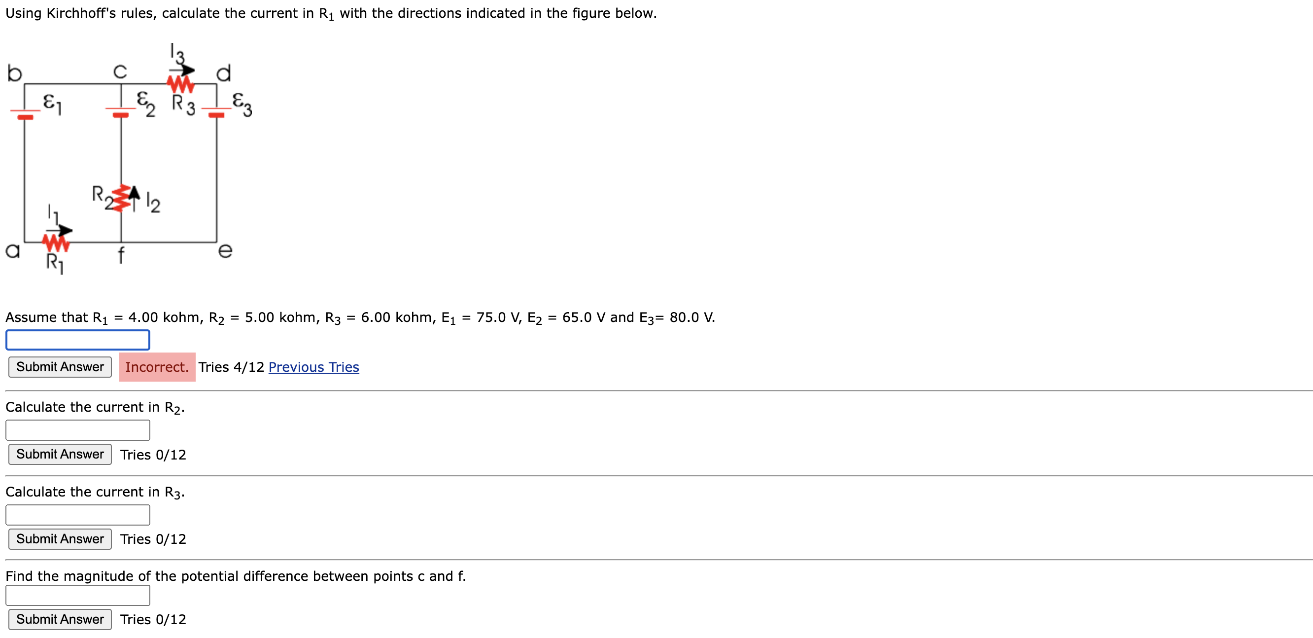 Solved Using Kirchhoff's rules, calculate the current in R1 | Chegg.com