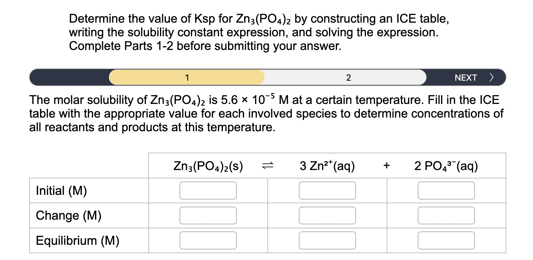 Solved Determine the value of Ksp for Zn3(PO4)2 by | Chegg.com