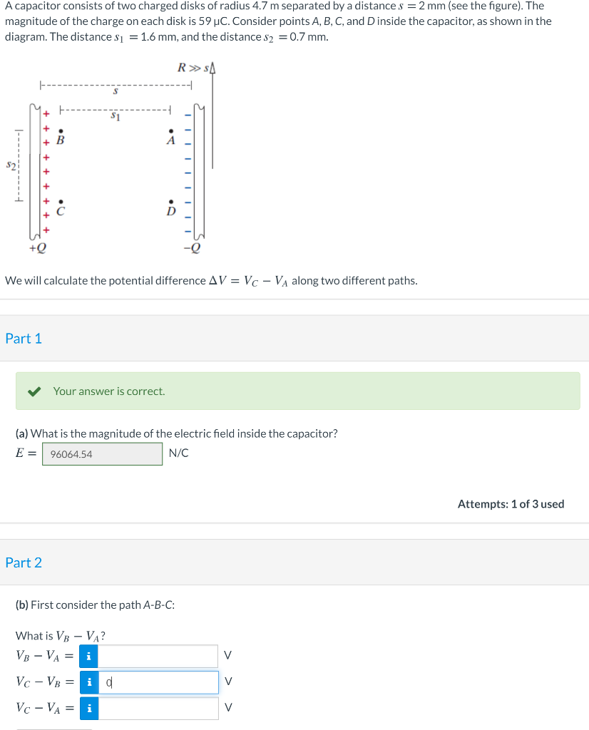 Solved A capacitor consists of two charged disks of radius | Chegg.com