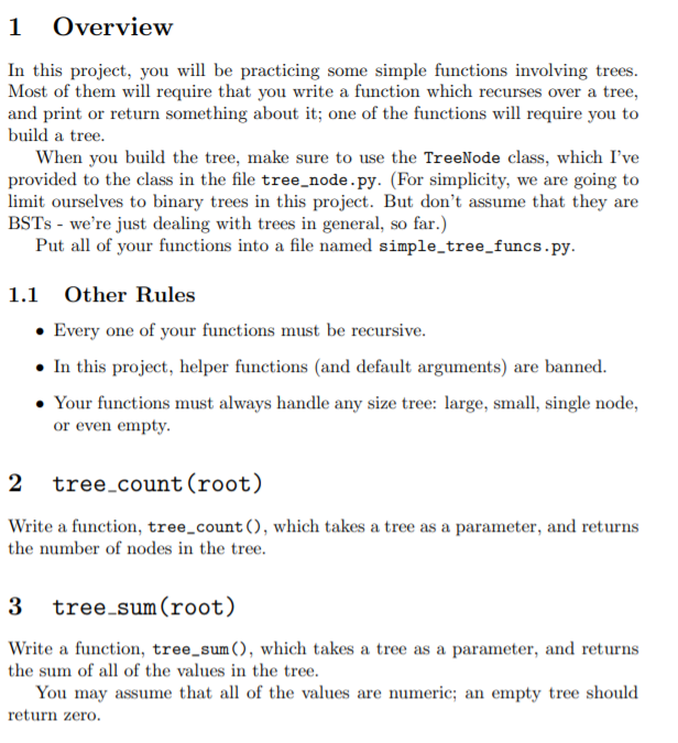 Solved 1 Overview In this project, you will be practicing | Chegg.com