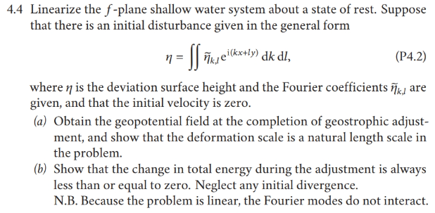 Solved .4 Linearize the f-plane shallow water system about a | Chegg.com