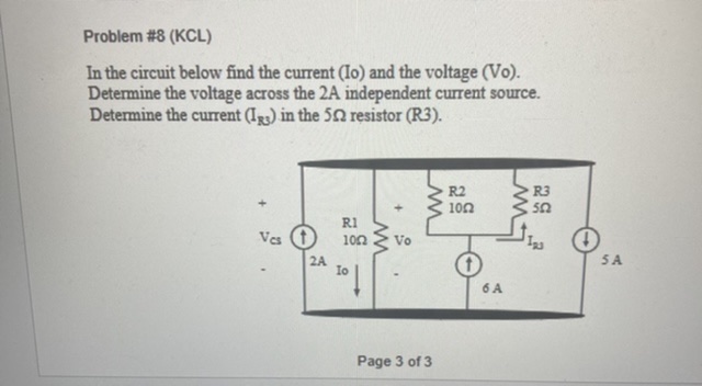 Solved In the circuit below find the current (Io) and the | Chegg.com