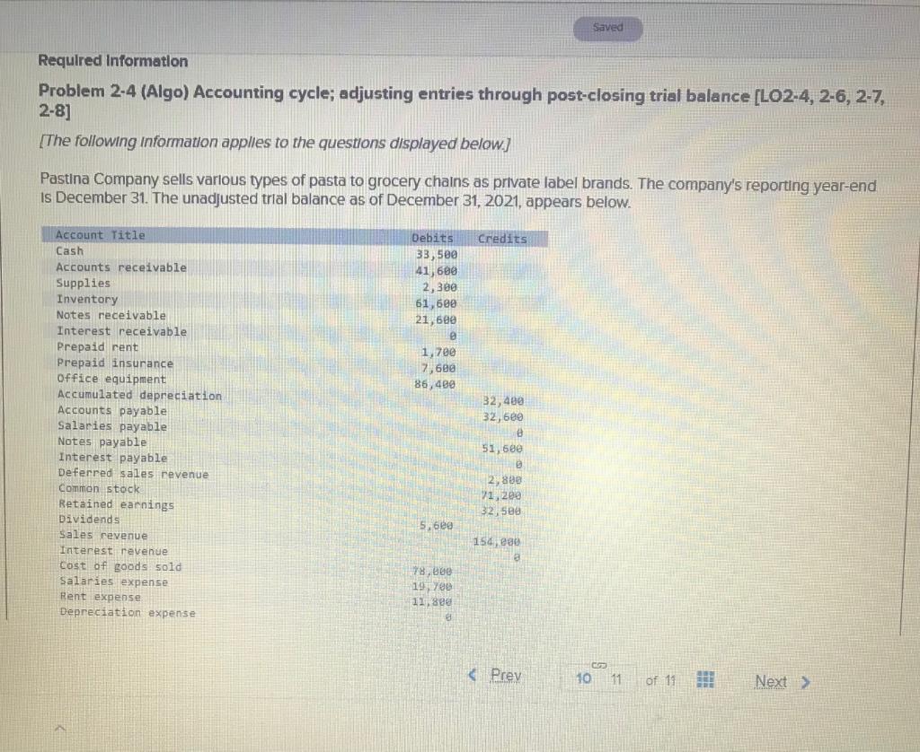 Solved Saved Required Information Problem 2-4 (Algo) | Chegg.com
