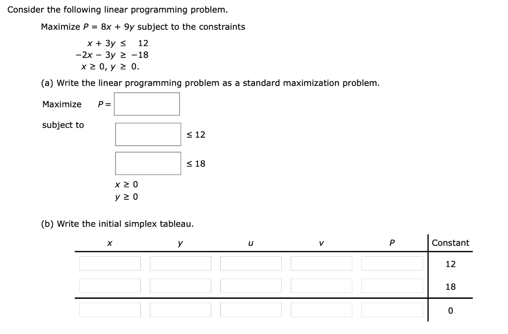 Solved Consider the following linear programming problem. | Chegg.com