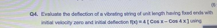 Solved (6 Q4. Evaluate the deflection of a vibrating string | Chegg.com