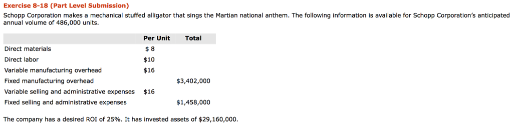 Solved Exercise 8-18 (Part Level Submission) Schopp | Chegg.com