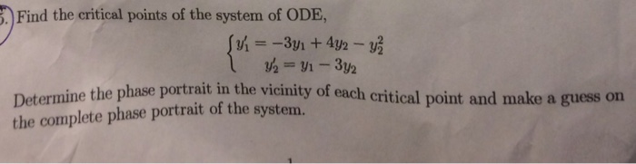 Solved Find the critical points of the system of ODE, | Chegg.com