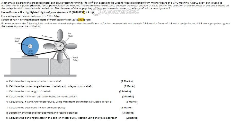 Solved A schematic diagram of a proposed metal belt drive | Chegg.com