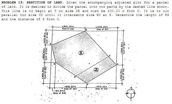 Solved PROBLEM 13: PARTITION OF LAND. Given the accompanying | Chegg.com