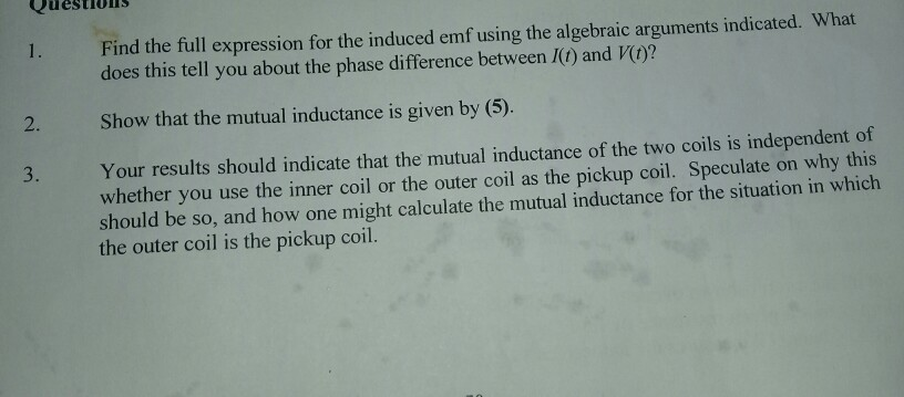 Find the full expression for the induced emf using | Chegg.com