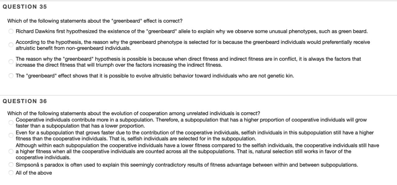 Solved QUESTION 35 Which of the following statements about | Chegg.com