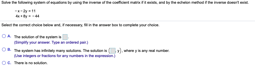 Solved Solve the following system of equations by using the | Chegg.com