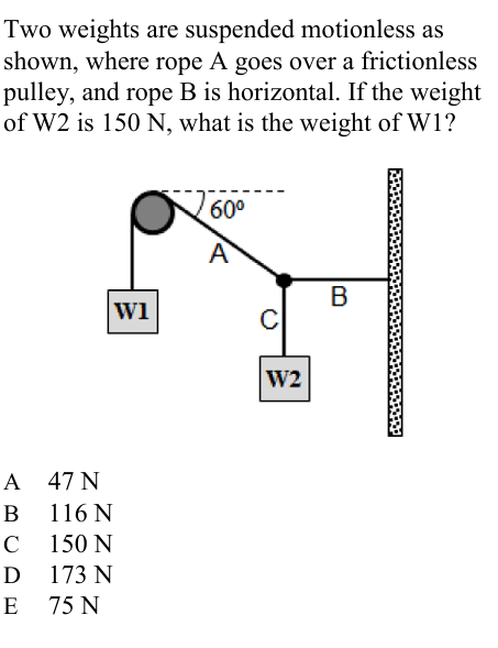 Solved Two weights are suspended motionless asshown, where | Chegg.com