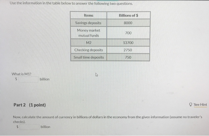 Solved Use the information in the table below to answer the | Chegg.com