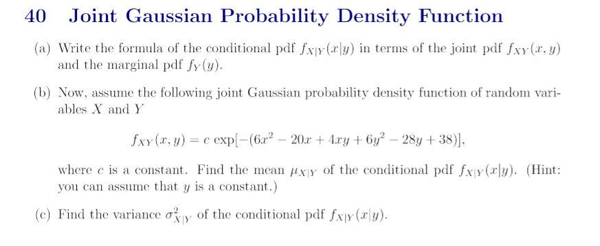 Solved 40 Joint Gaussian Probability Density Function (a) | Chegg.com