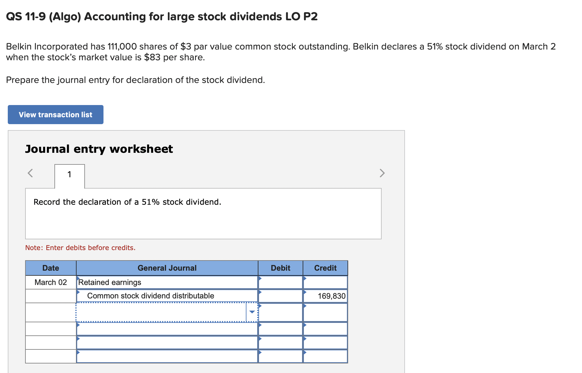 Solved QS 11-9 (Algo) Accounting for large stock dividends | Chegg.com