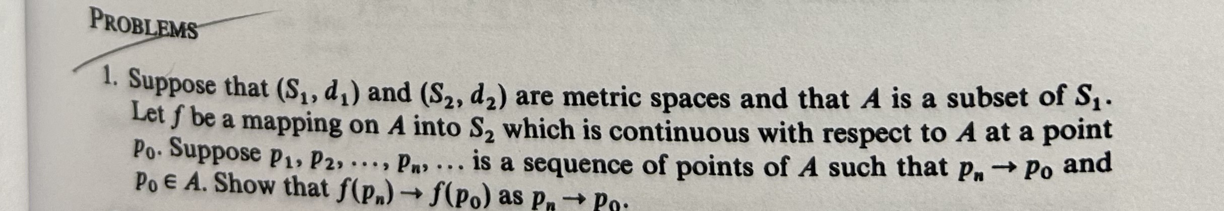 Solved 1. Suppose that (S1,d1) and (S2,d2) are metric spaces | Chegg.com