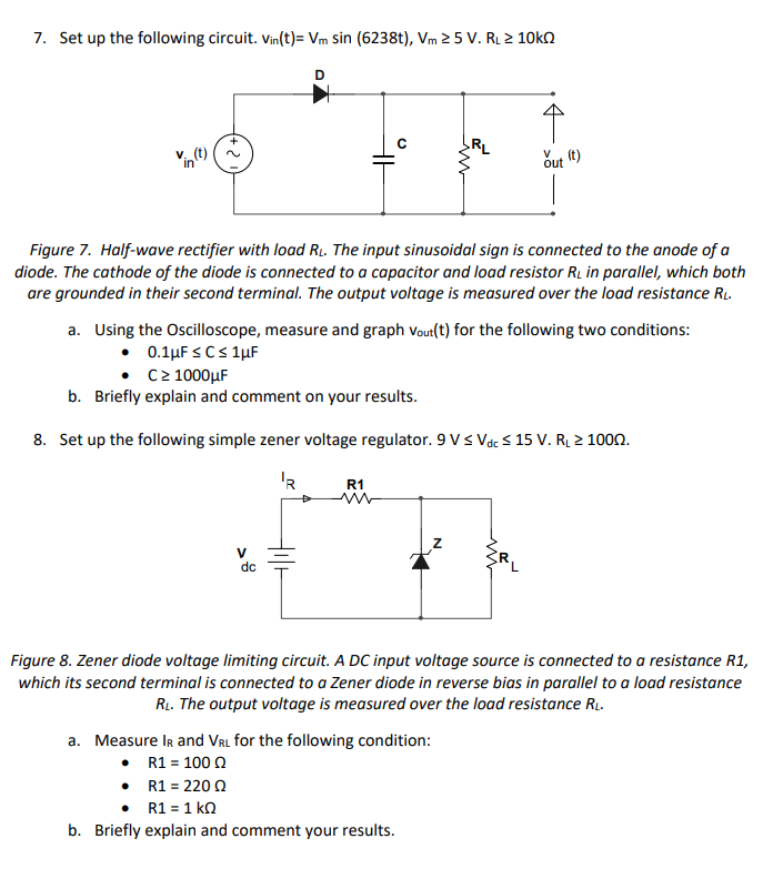 Solved 7. Set up the following circuit. vin | Chegg.com