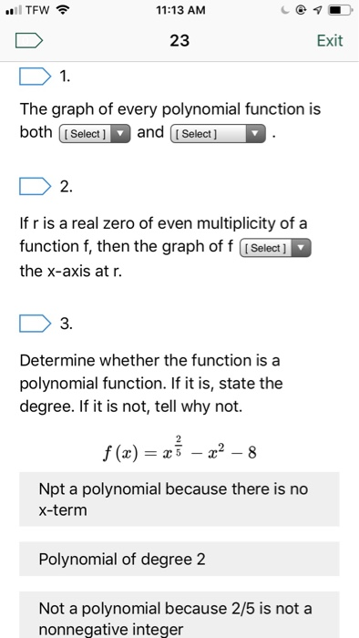 Solved "11 TFw令 11:13 AM 23 Exit 1 The graph of every | Chegg.com