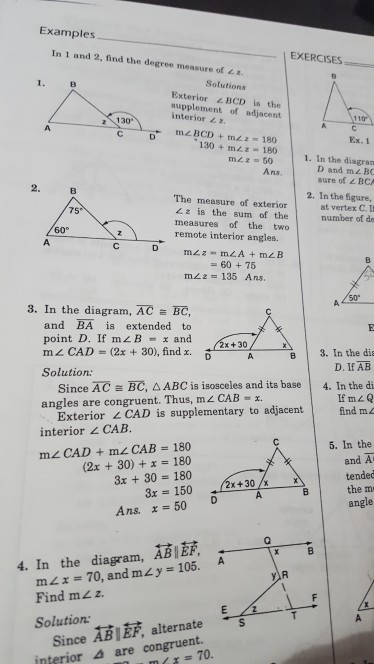 Solved Examples In 1 and 2, find the degree measure of | Chegg.com