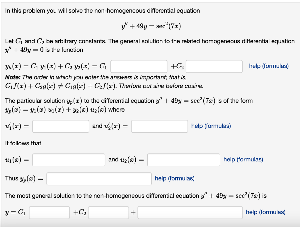 Solved In this problem you will solve the non-homogeneous | Chegg.com