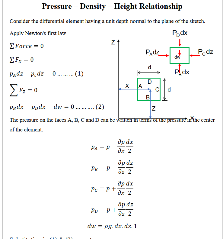 Solved Pressure - Density – Height Relationship Z Consider | Chegg.com
