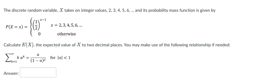 Solved The discrete random variable, X takes on integer | Chegg.com