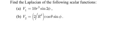 Solved Find the Laplacian of the following scalar functions: | Chegg.com