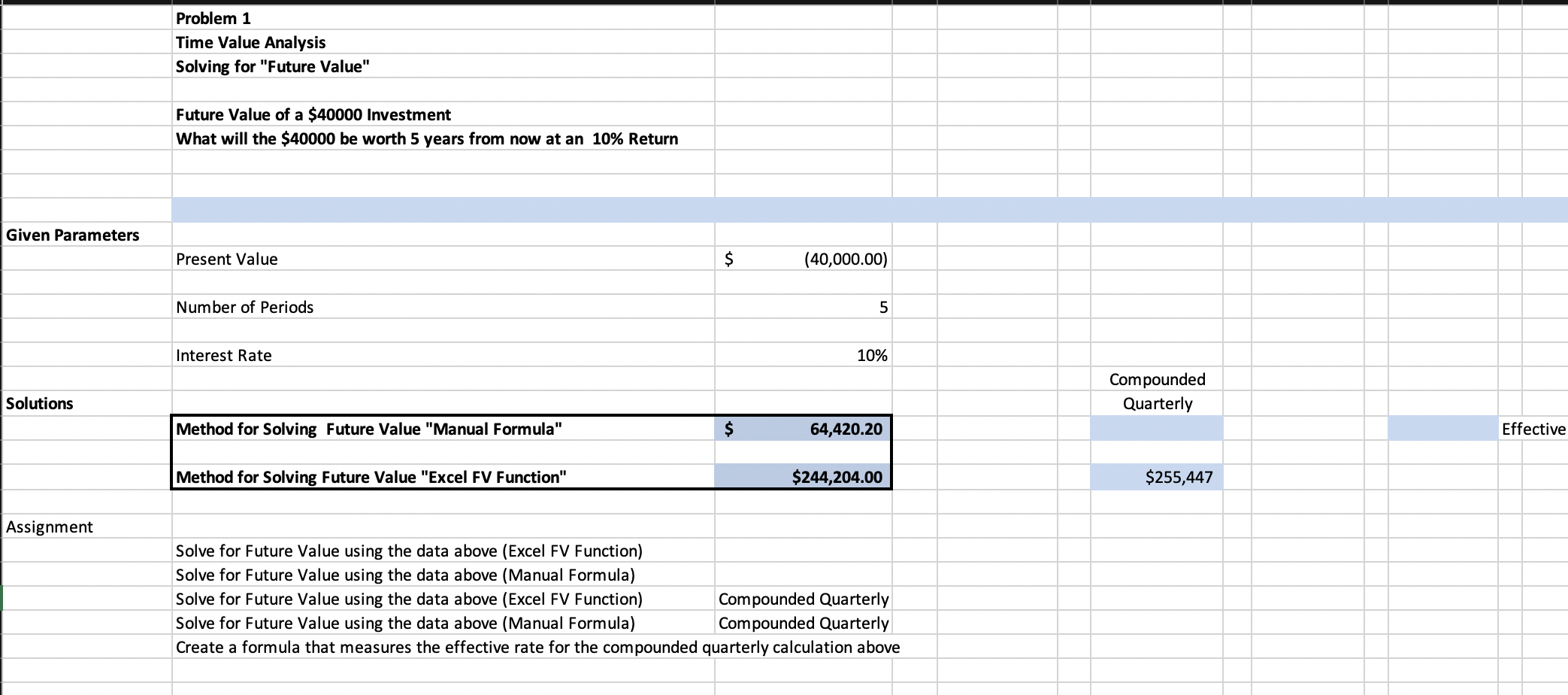 Solved Problem 1 Time Value Analysis Solving for "Future | Chegg.com