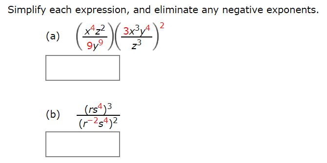 Solved Simplify each expression, and eliminate any negative | Chegg.com