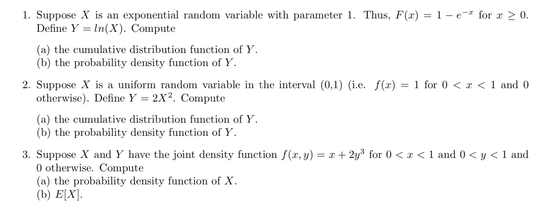 Solved 1 Suppose X Is An Exponential Random Variable With 