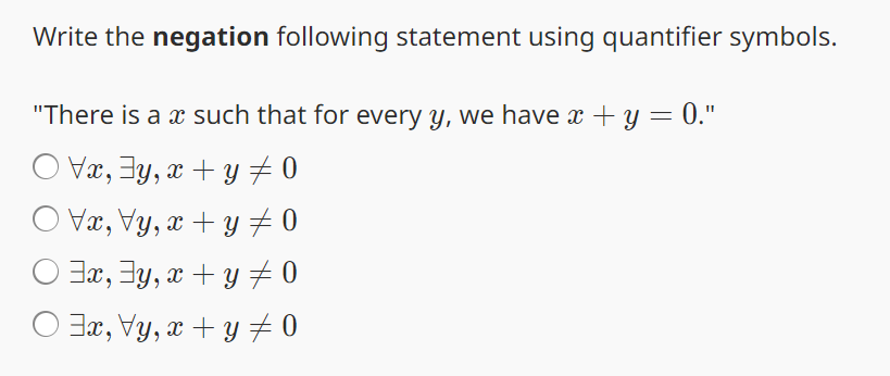 Solved Write The Negation Following Statement Using