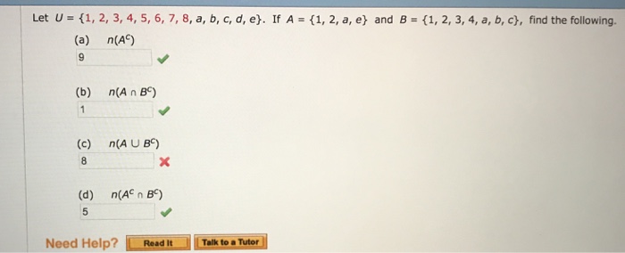 Solved Let U = {1, 2, 3, 4, 5, 6, 7, 8, a, b, c, d, e}. If A | Chegg.com