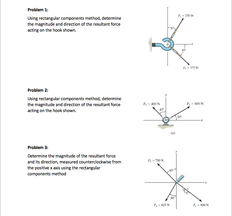Solved Problem 1: Fi250 lb Using rectangular components | Chegg.com