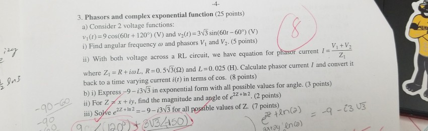 Solved -4- 3. Phasors and complex exponential function (25 | Chegg.com