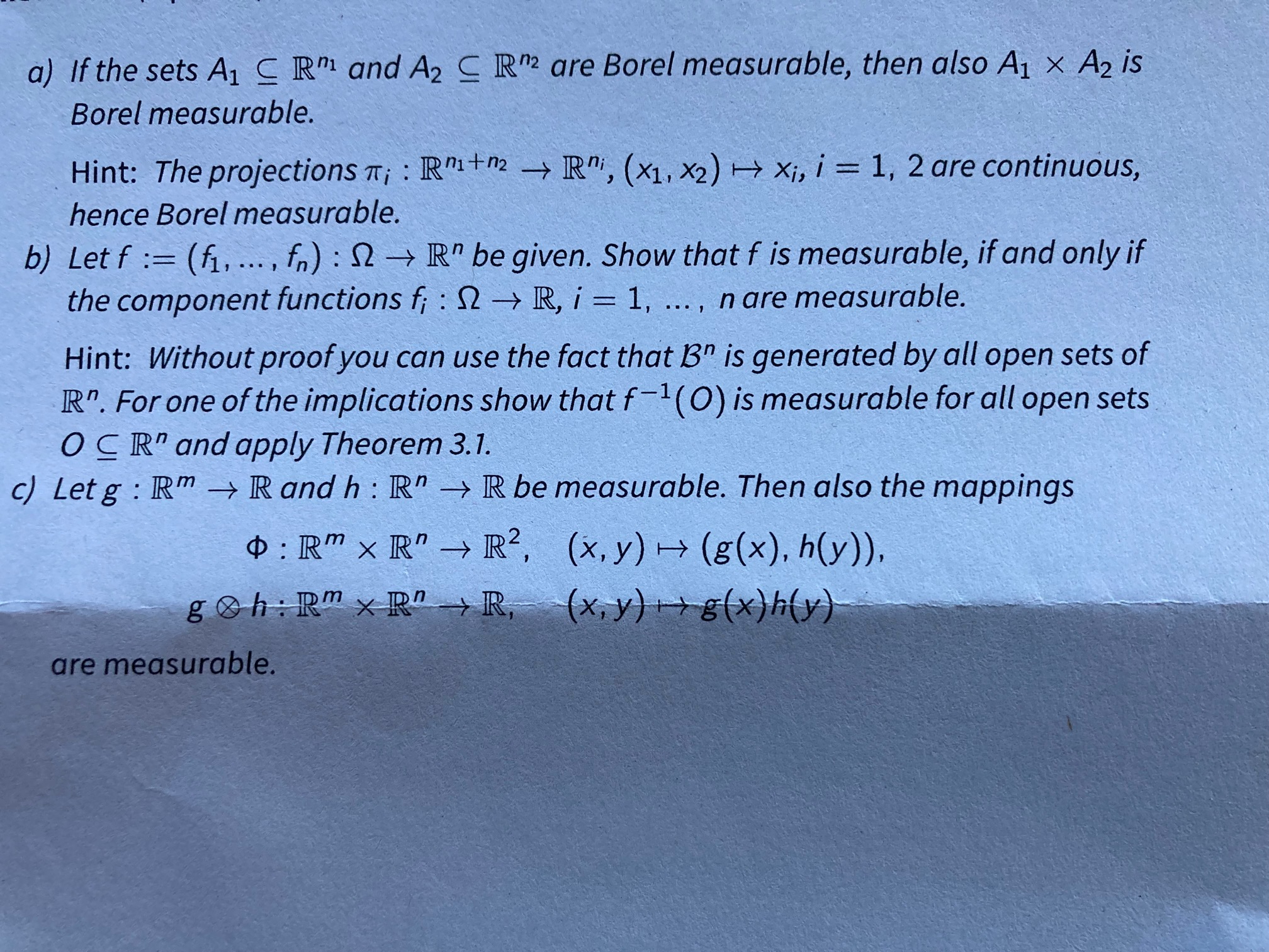 Solved a) ﻿If the sets A1subeRn1 ﻿and A2subeRn2 ﻿are Borel | Chegg.com