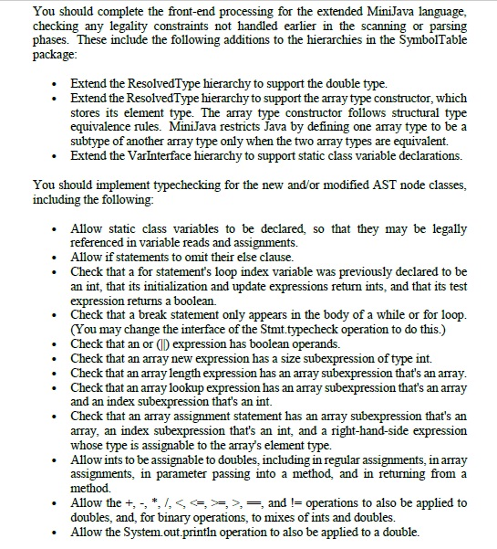 Project Description You will start with a compiler, | Chegg.com