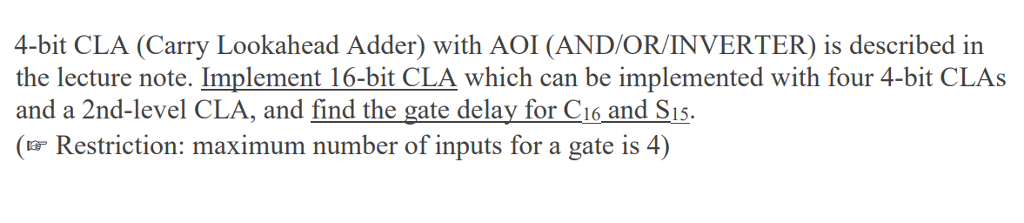 4-bit CLA (Carry Lookahead Adder) with AOI | Chegg.com