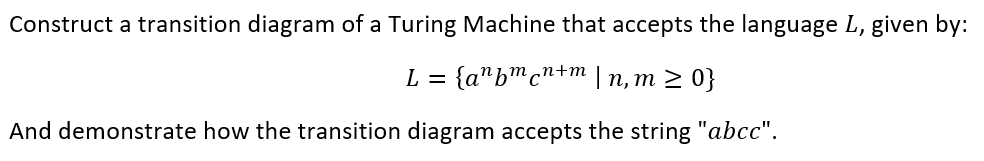 Solved Construct a transition diagram of a Turing Machine | Chegg.com