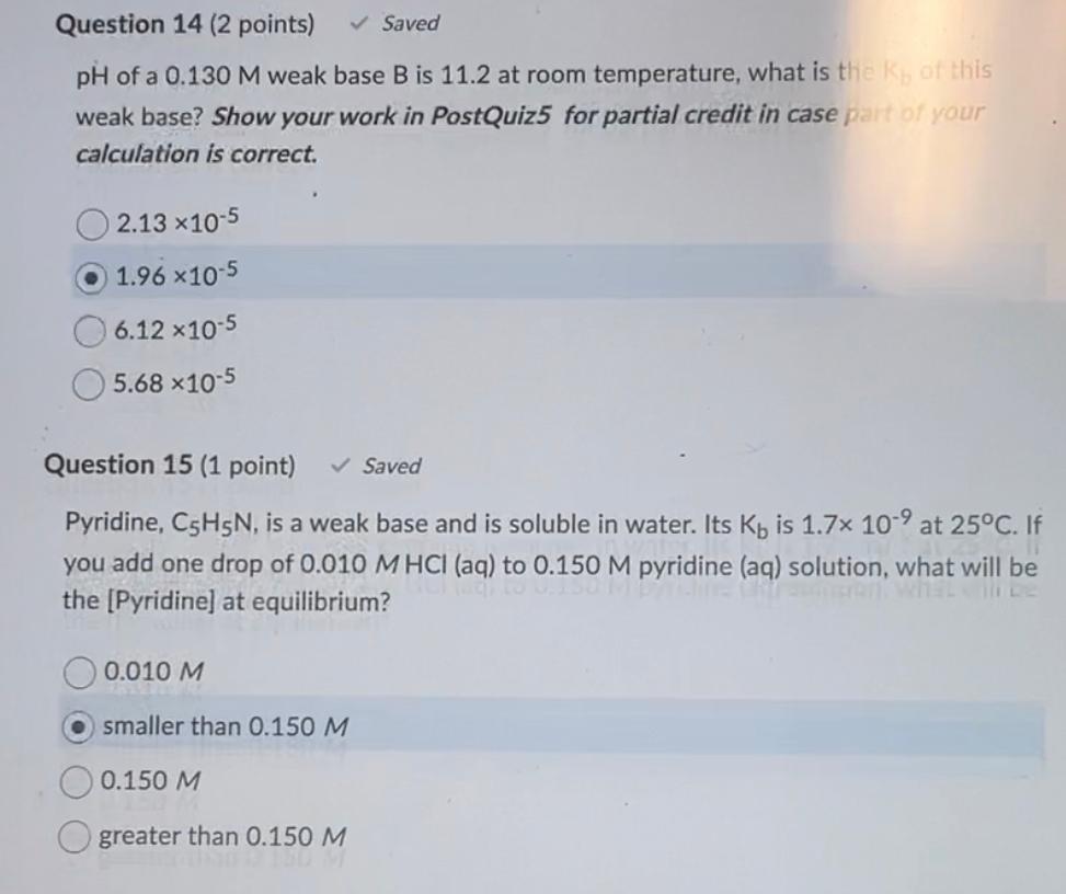Solved pH of a 0.130M weak base B is 11.2 at room | Chegg.com