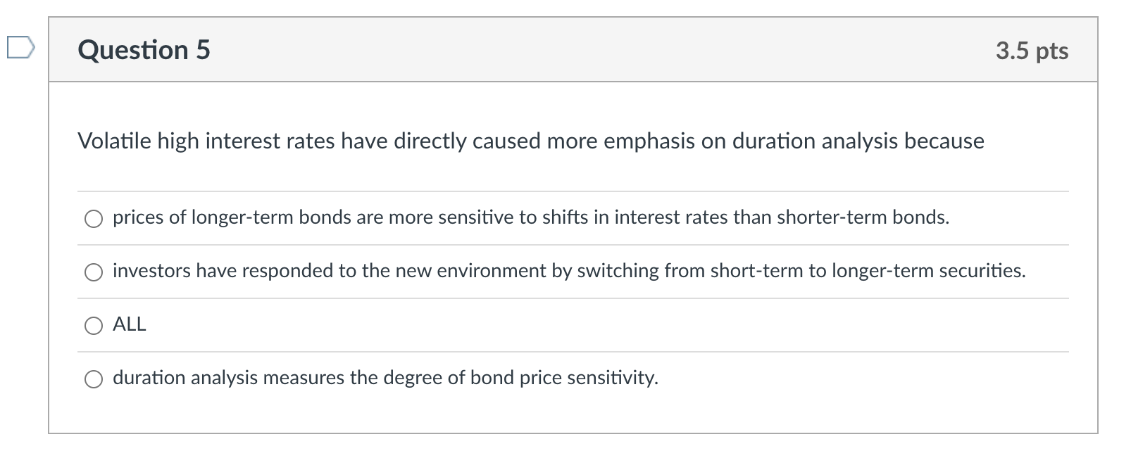 Solved Question 5 3.5 pts Volatile high interest rates have | Chegg.com