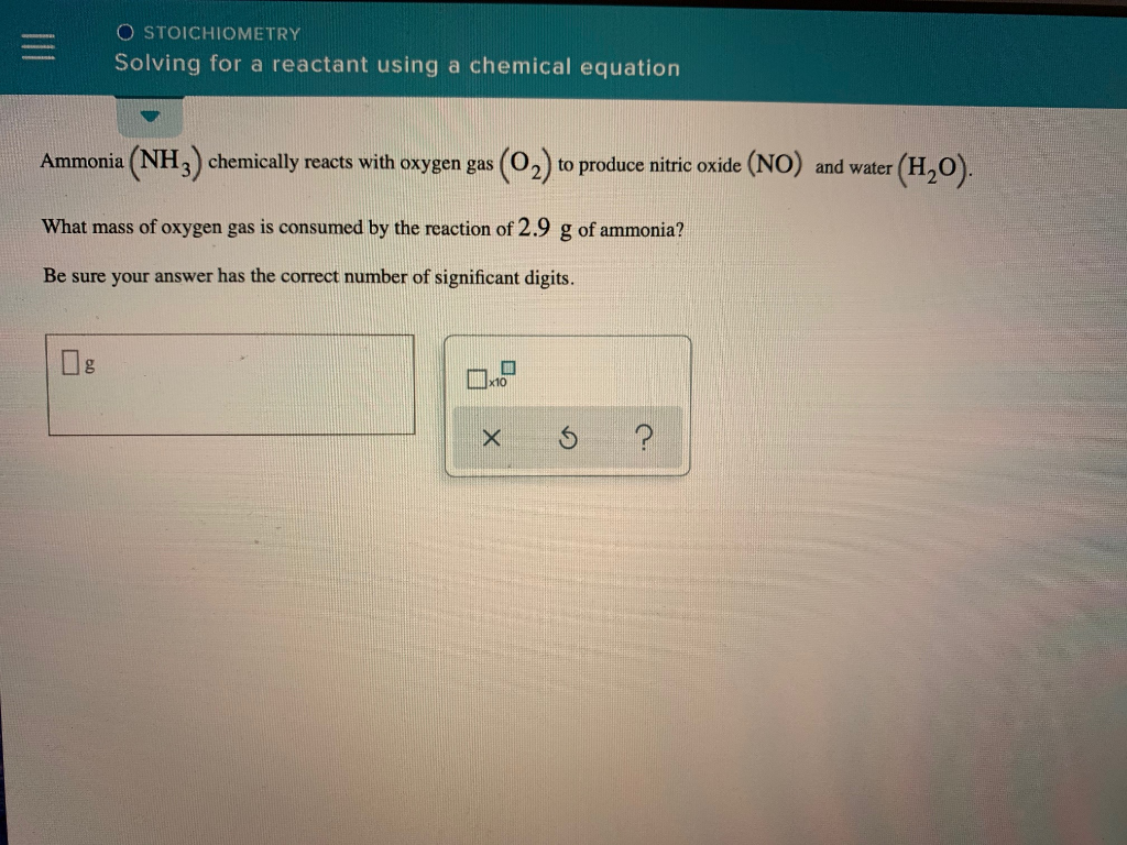 Solved O STOICHIOMETRY Solving for a reactant using a | Chegg.com