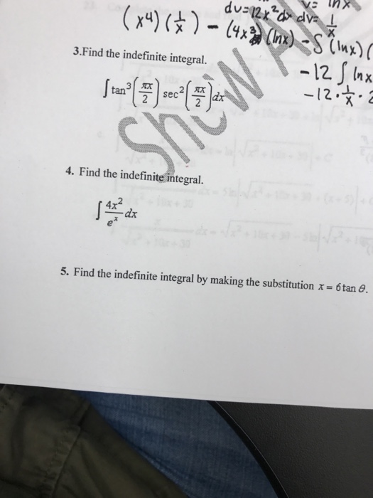 Solved Find the indefinite integral. integral tan^3(pi/x/2) | Chegg.com