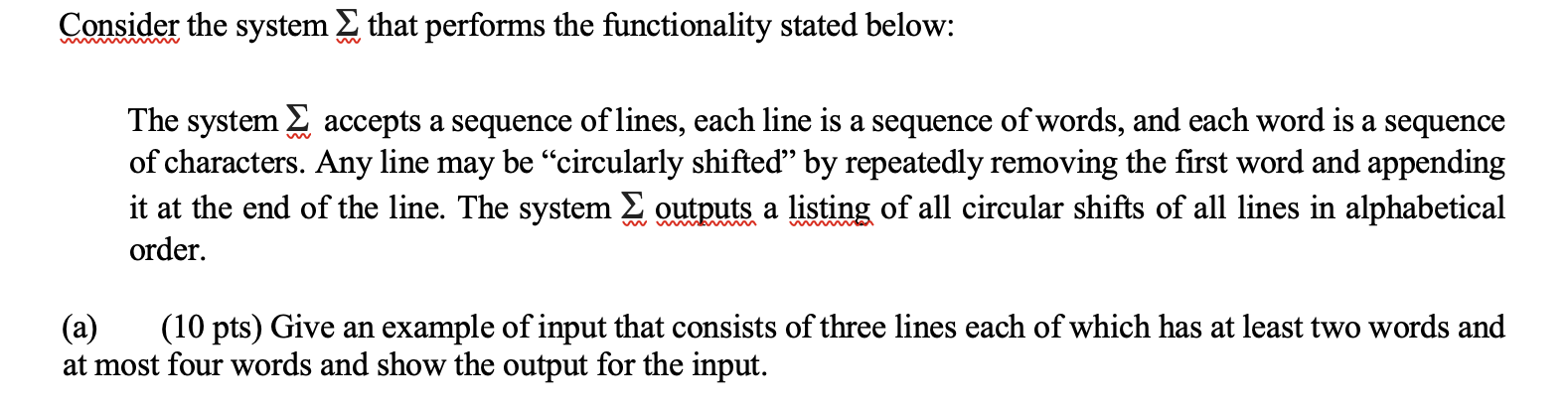 Solved Consider the system ∑ that performs the functionality | Chegg.com