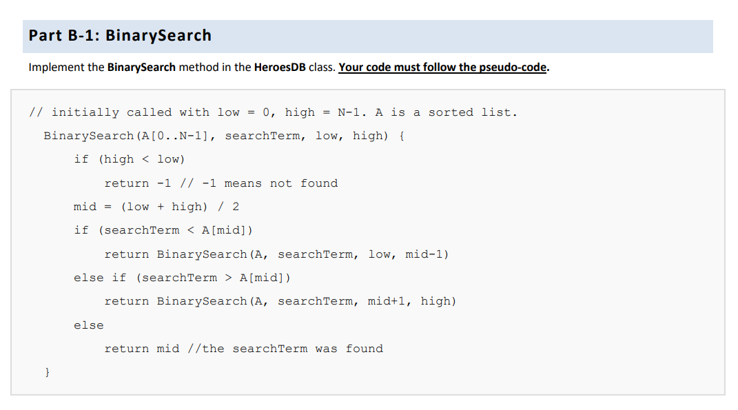 Solved In C#, using Visual Studios , solve for B-1 using | Chegg.com