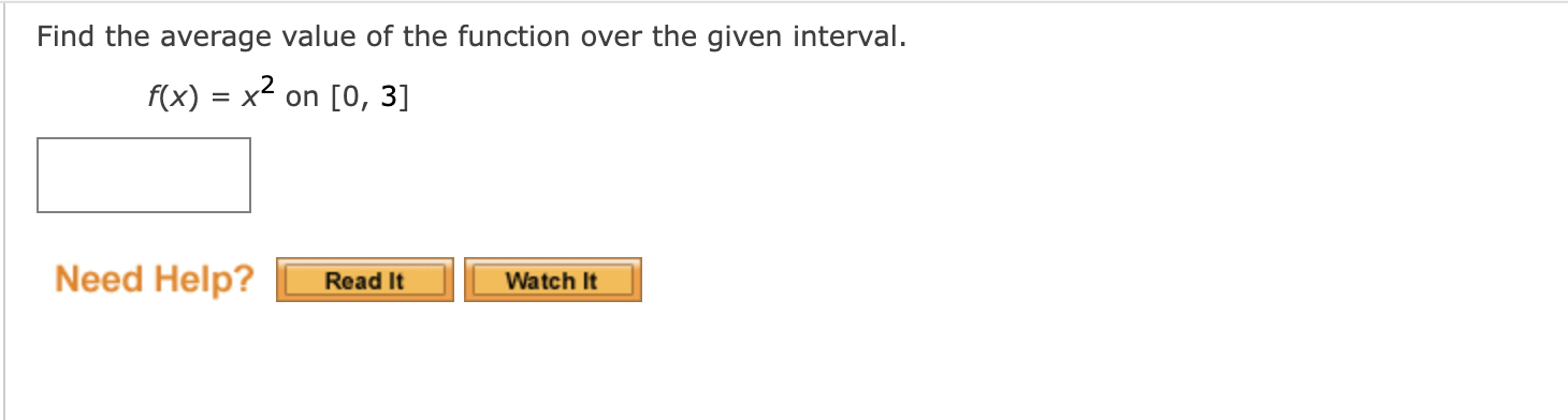 Solved Find the average value of the function over the given | Chegg.com
